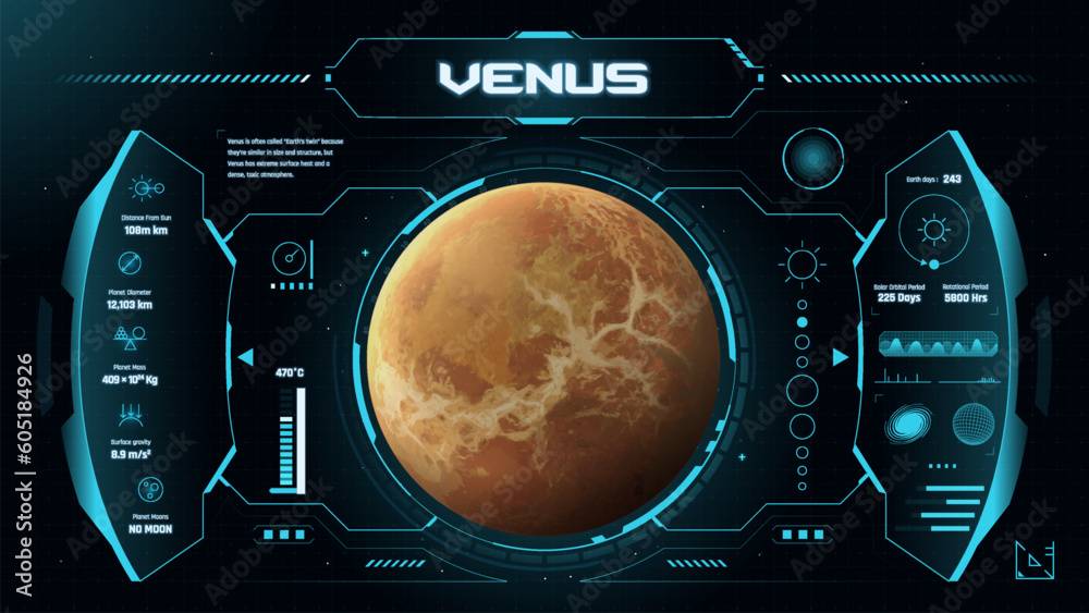 The Solar System Planet Venus and its Characteristics vector ...