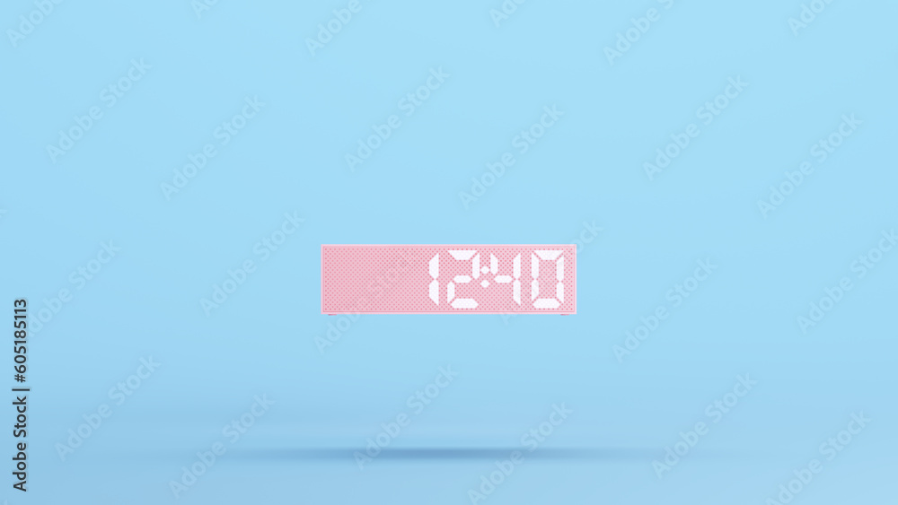 Pink Clock Face Digital Time Number Hour Minute Blue Kitsch Background ...