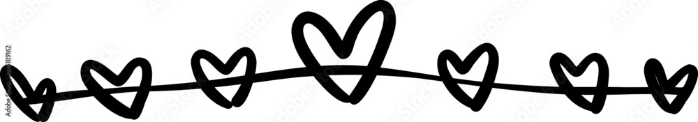 Cute doodle simple heart shape line divider border frame hand drawing ...