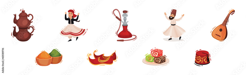 Turkey Culture Traditional Symbols with Man and Woman in National ...