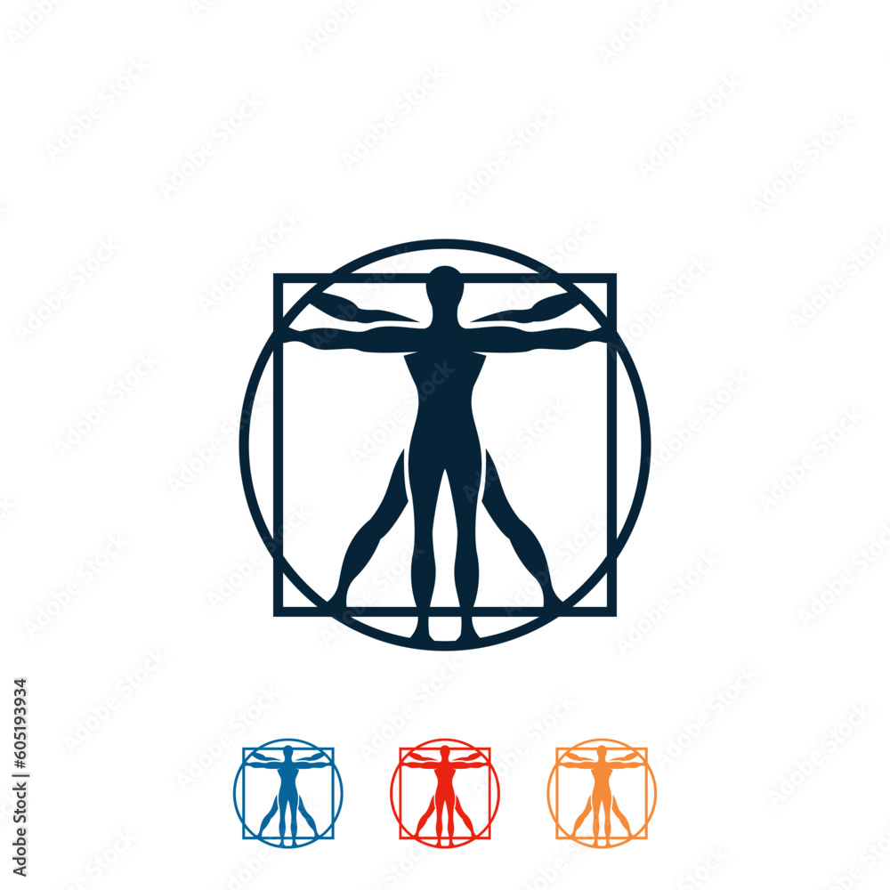 Vitruvian man. Leonardo davinci human body perfect anatomy proportions ...