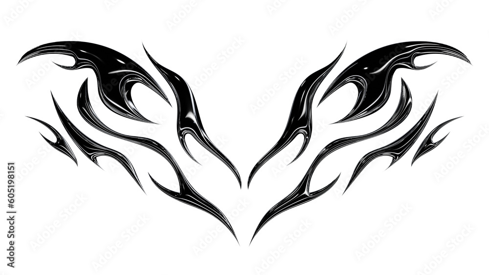 Succubus womb tattoo. Demon heart sigil, 3D chrome metal in triball ...