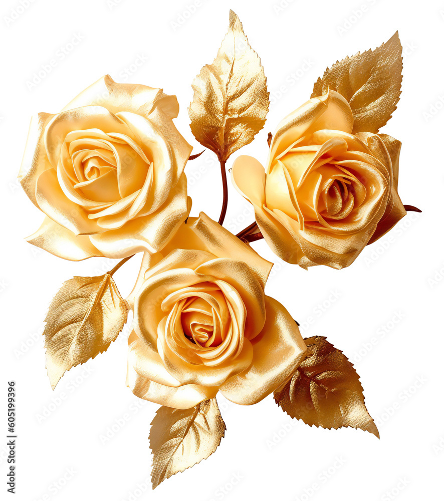 Flower arrangement of golden roses. Luxurious, golden roses. Isolated ...