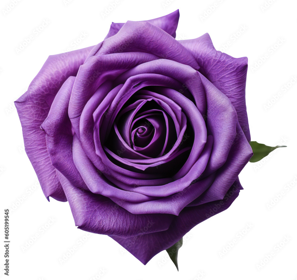 Purple Rose Macro Top View Isolated On A Transparent Background Ki