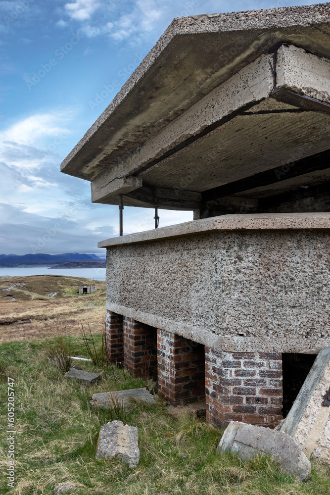 Second world war bunkers at Rubha nan Sasan on Loch Ewe, the Arctic ...