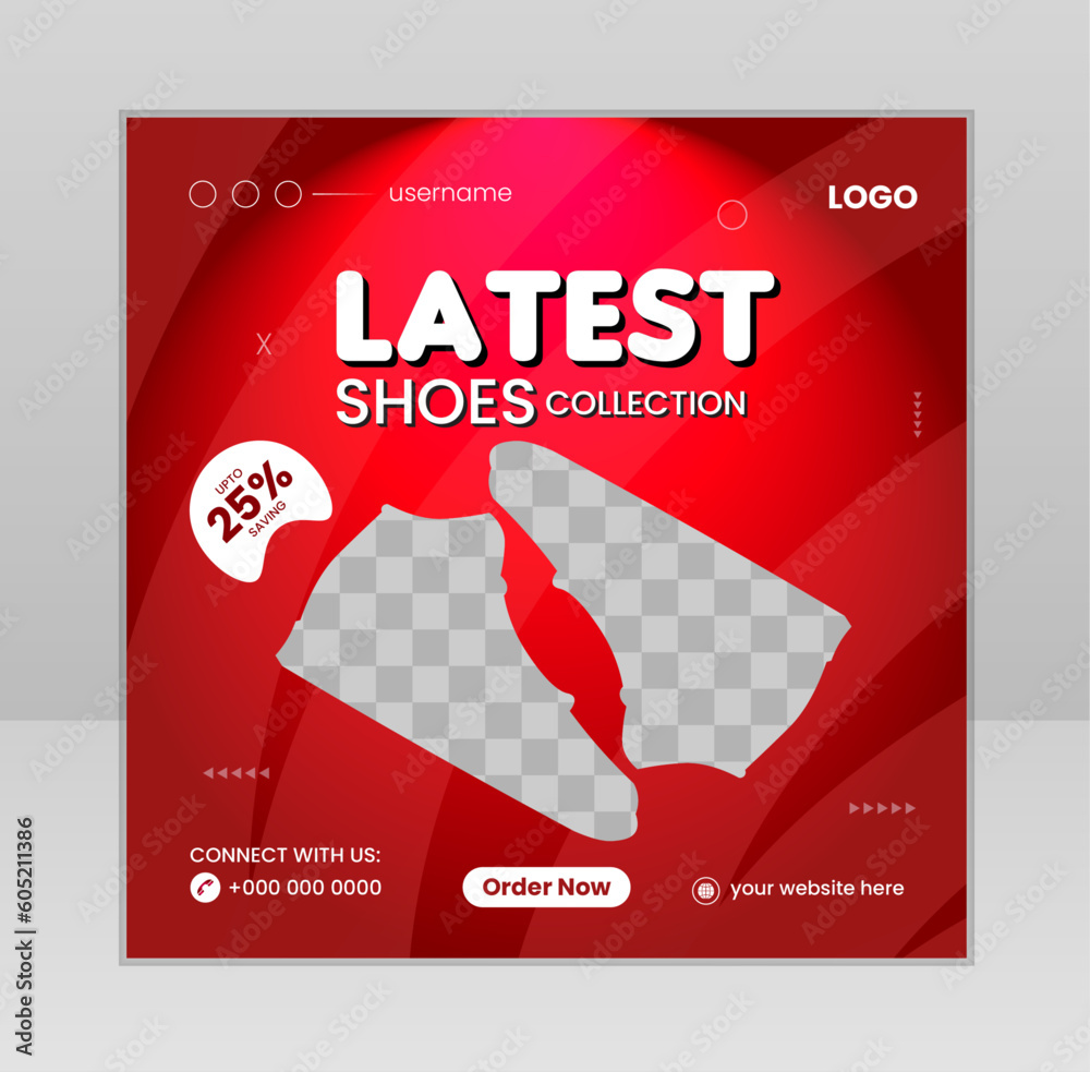 Shoe ad Banner Design, Blue gradient colour, special sale offers social ...