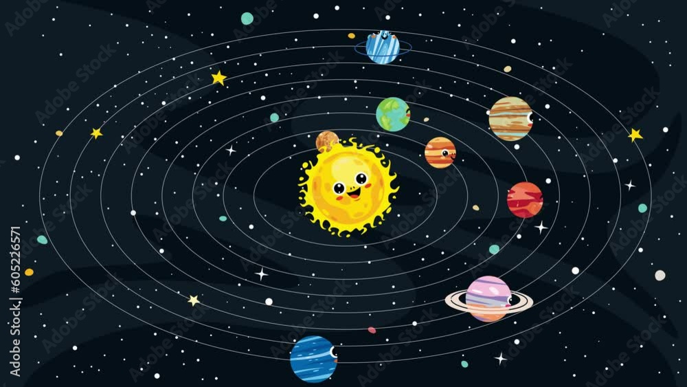 Cartoon Animation Of Solar System Stock Video | Adobe Stock