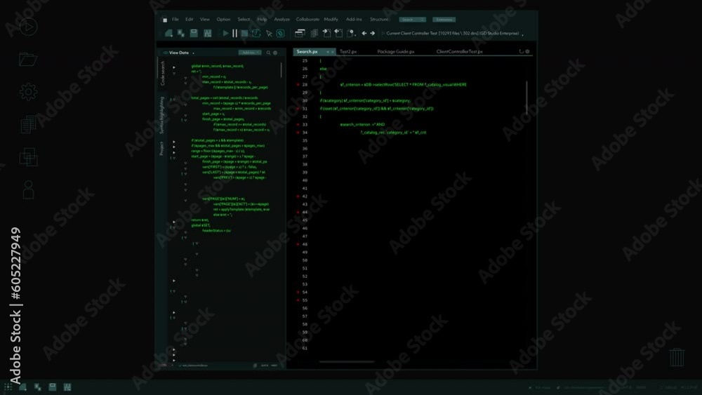 Software Backend Mock Up With Different Windows With Code Open Up Dark