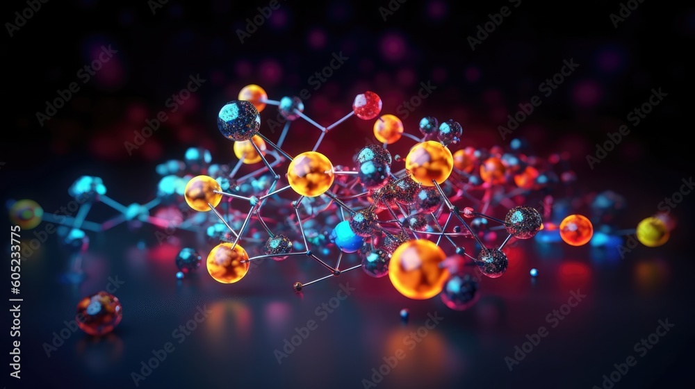Hyper-Realistic 3D Render of an Amino Acid Molecule Floating in Starry ...