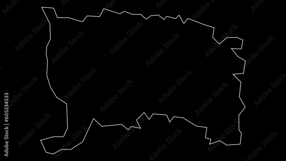 Ramallah and Al-Bireh district map of Palestine outline animation vídeo ...