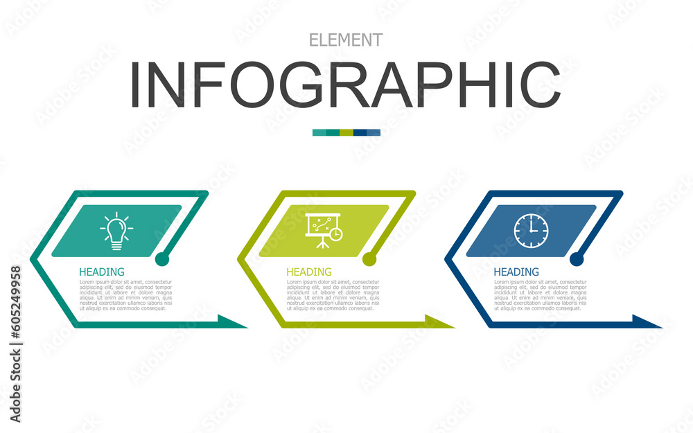 vector infographic arrow tail with rhombus formed by arrow line elements template block. used ...