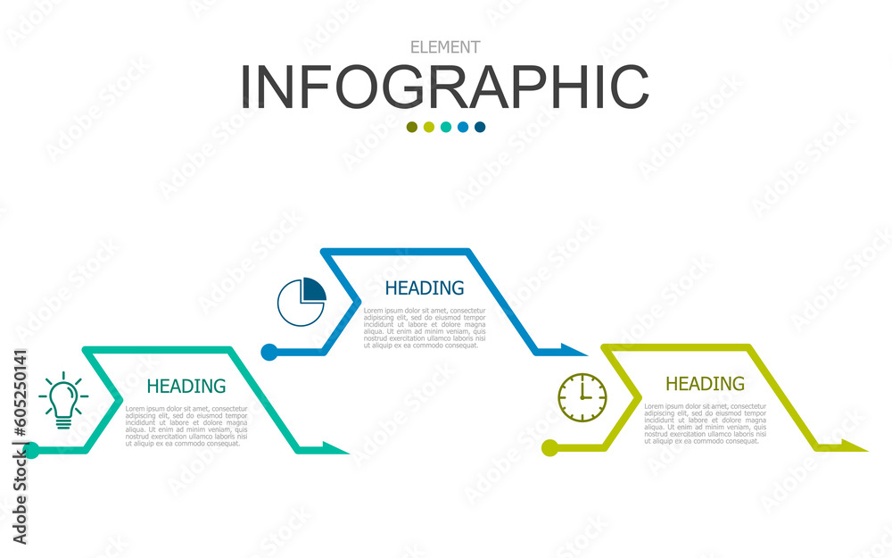 vector infographic hexagon block and rhombus formed by arrow line elements template block. used ...