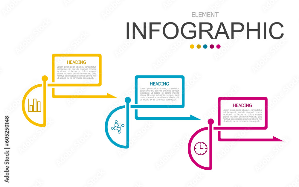 vector infographic half circle and square formed by arrow line elements template block. used for ...