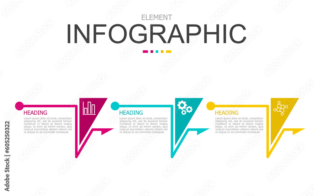 vector infographic wave and triangle formed by arrow line elements template block. used for ...