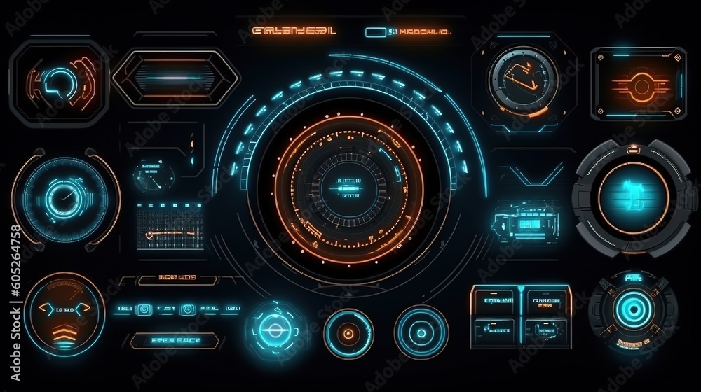 Set of Sci Fi Modern User Interface Elements.Hud,GUI for game ...