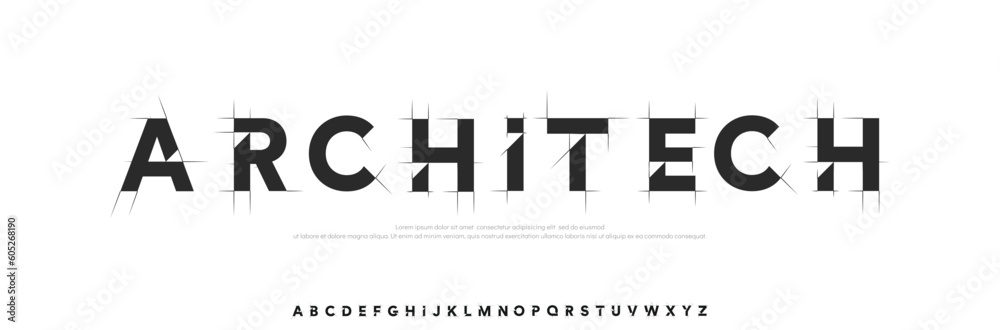 Architech, Architectural project font, technical draw style alphabet ...