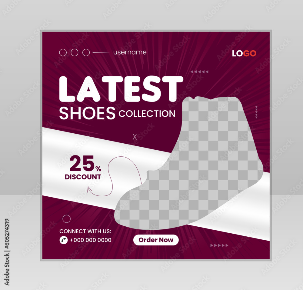 Shoe ad Banner Design, Blue gradient colour, special sale offers social ...