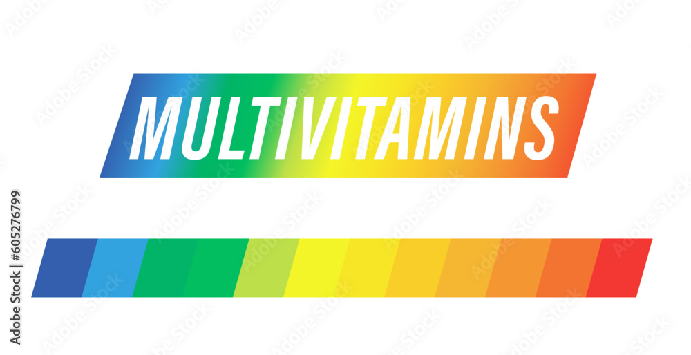 Multivitamin label inspiration, icon vitamins. Colorful gradient ...