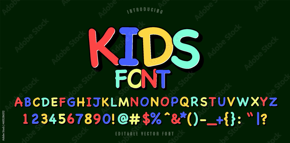 Cartoon colorful font for kids. Creative paint ABC letters and numbers ...