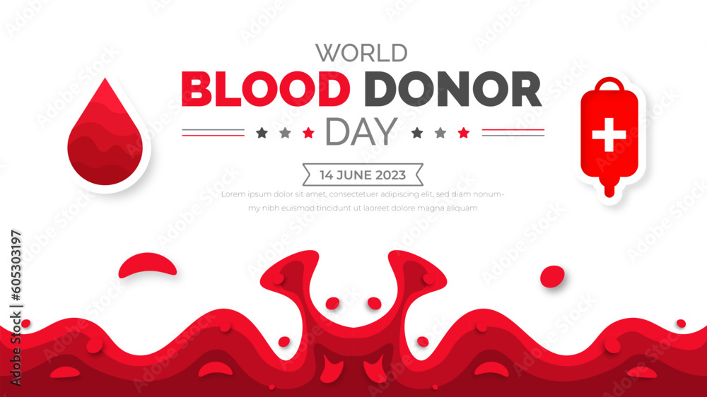World Blood Donor Day background or banner design template. typography ...