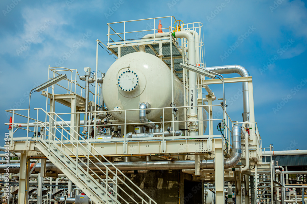 Exchanger afternoon of tank oil refinery pipeline plant steam vessel ...