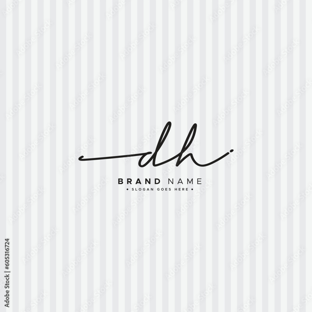 Simple Signature Logo for Alphabet DH - Handwritten Signature for ...