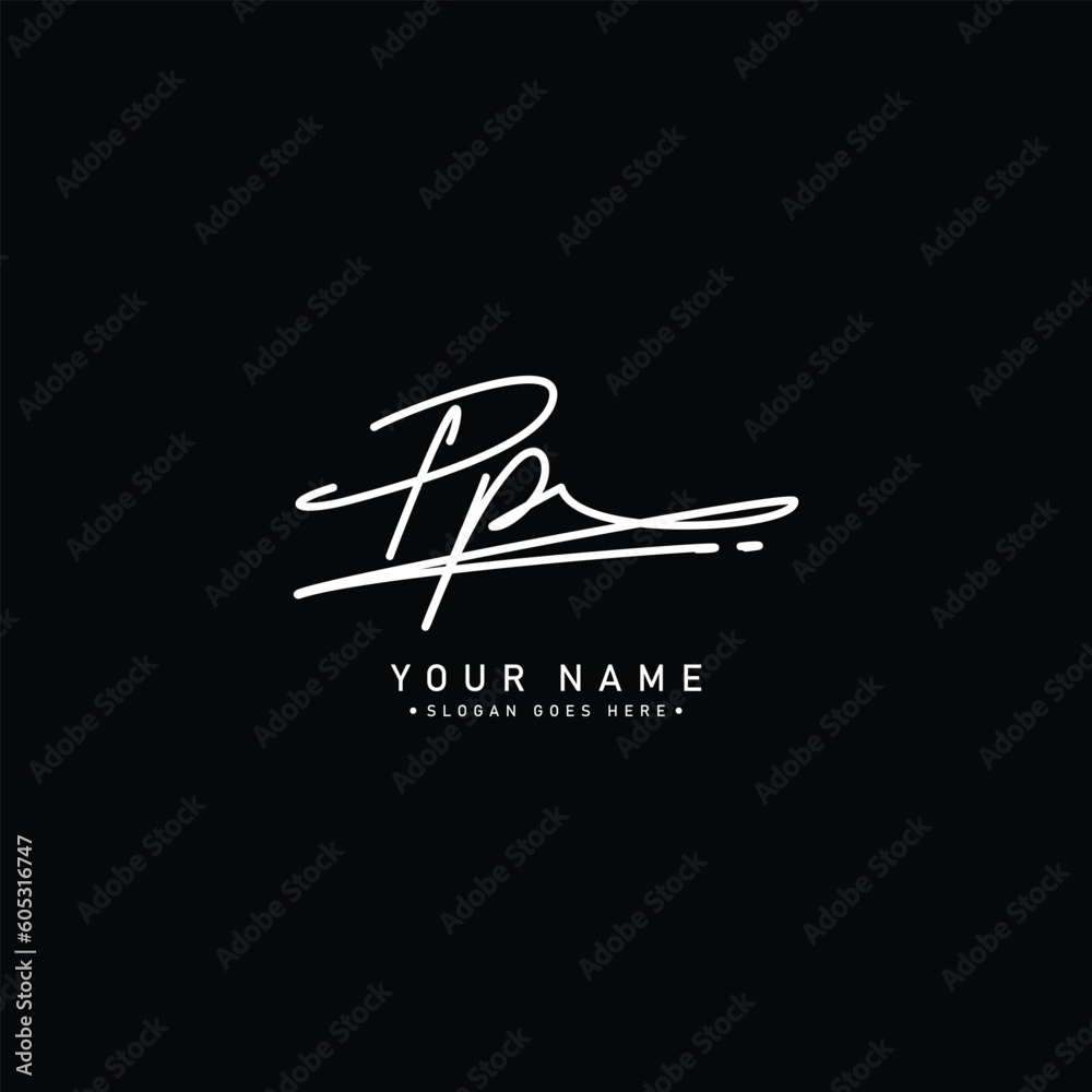 PP Simple Signature Logo - Handwritten Vector Template for P and P Logo ...