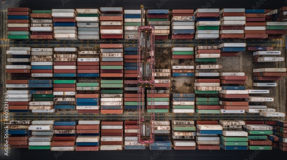 Organized storage system with tightly packed shipping containers ...