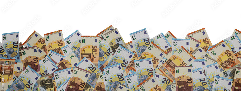a heap of different euro banknotes on transparent background PNG file ...
