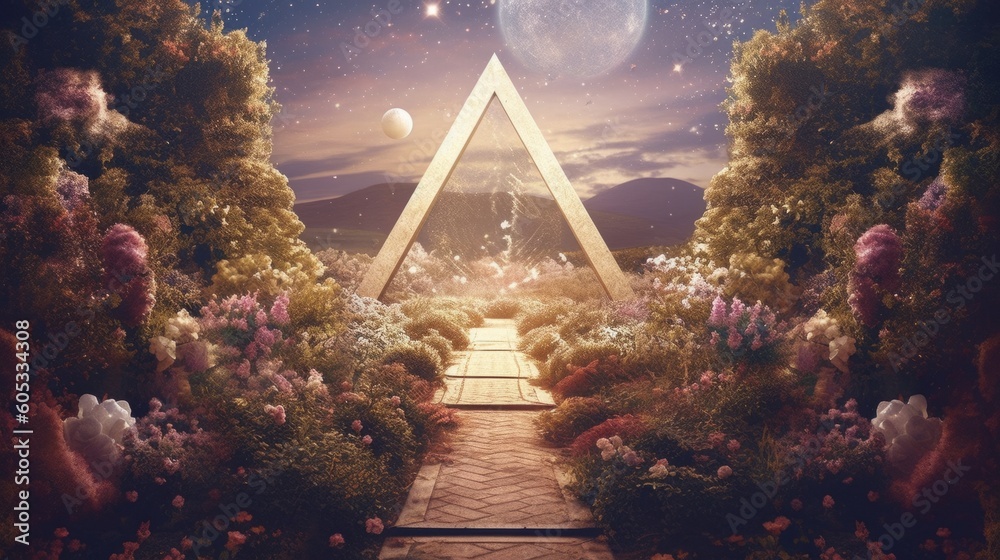 A triangular botanical portal, a gate on the way to another higher ...
