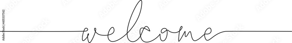single line drawing of word WELCOME, handwriting line art vector ...