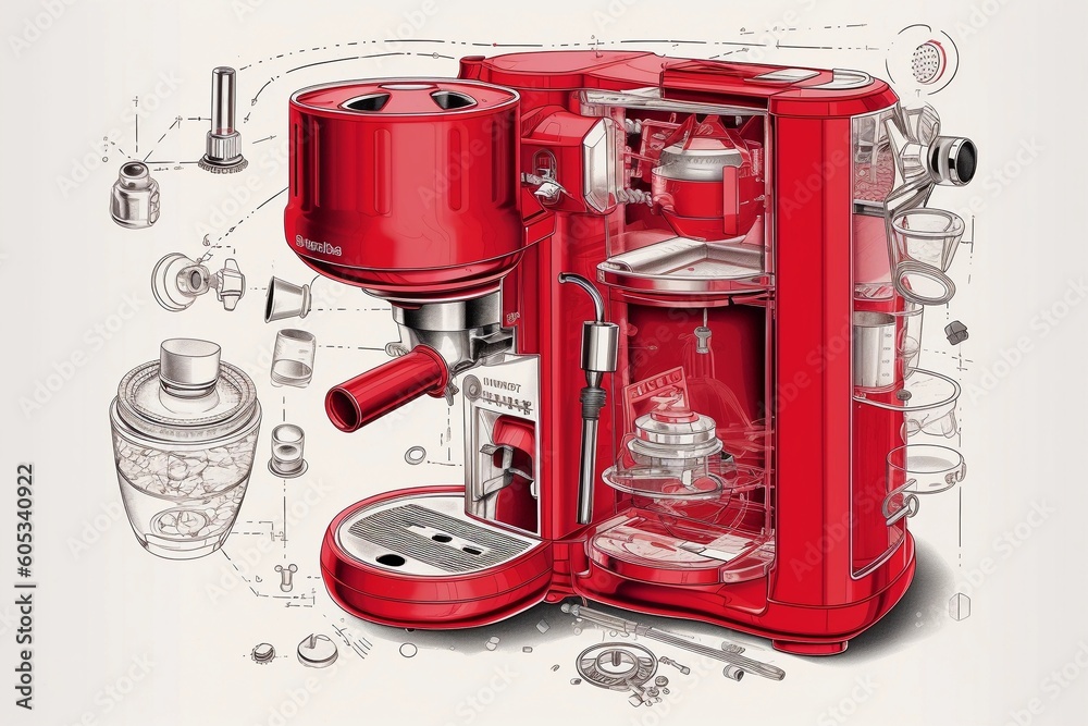 Innovative Elegance: Biotechnical Exploded View Illustration of a ...