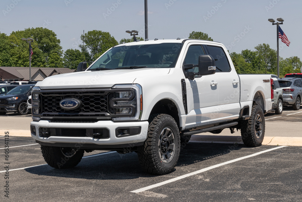 Ford F-250 Crew Cab display at a dealership. Ford offers the F250 in ...
