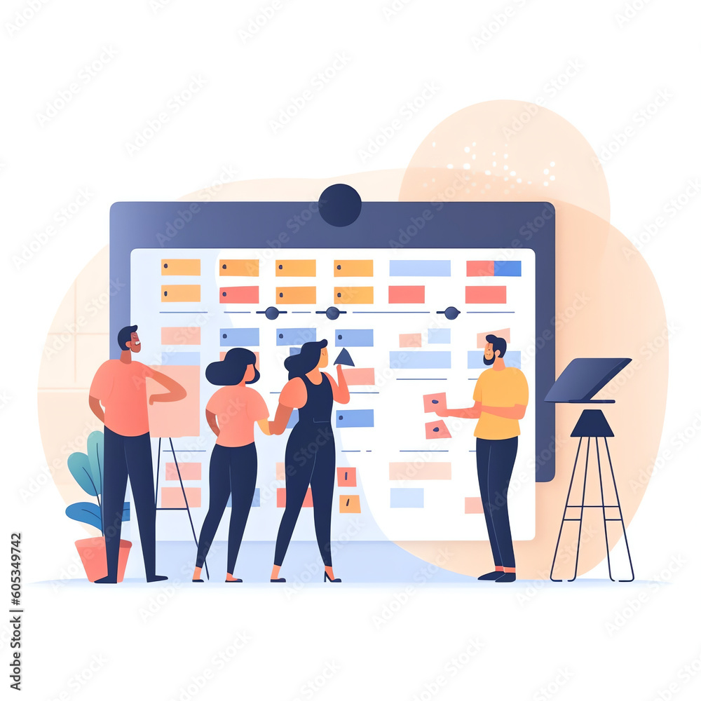 AI Generated: Agile Software Development Team Seamlessly Adjusting Project Roadmap, Showcasing ...