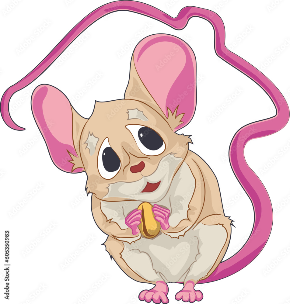Color illustration of cartoon hiding mouse. Vector illustration of ...