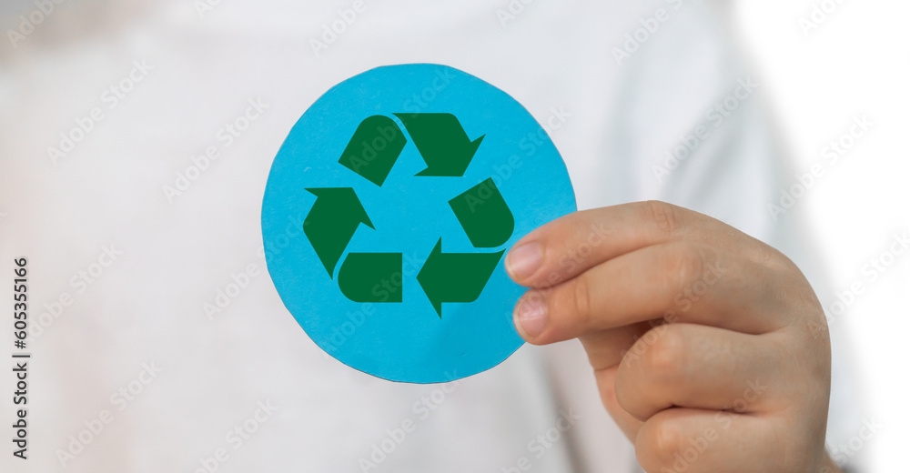Hand holding paper cut recycle, recycling saving clean energy earth ...