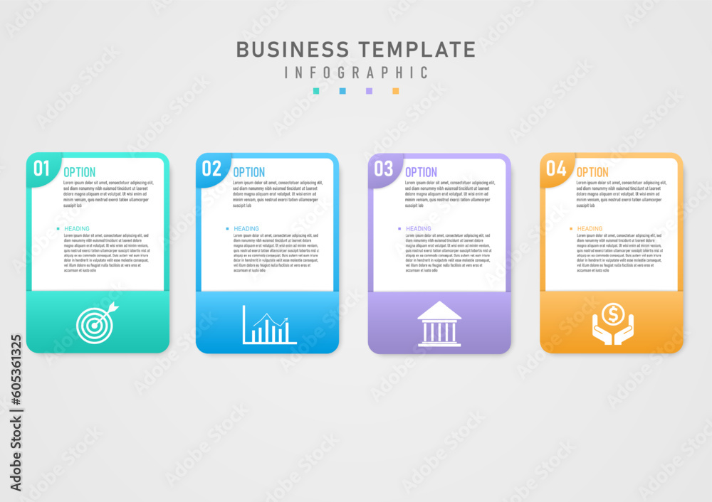 Infographic Business Planning Options multi color square simple ...