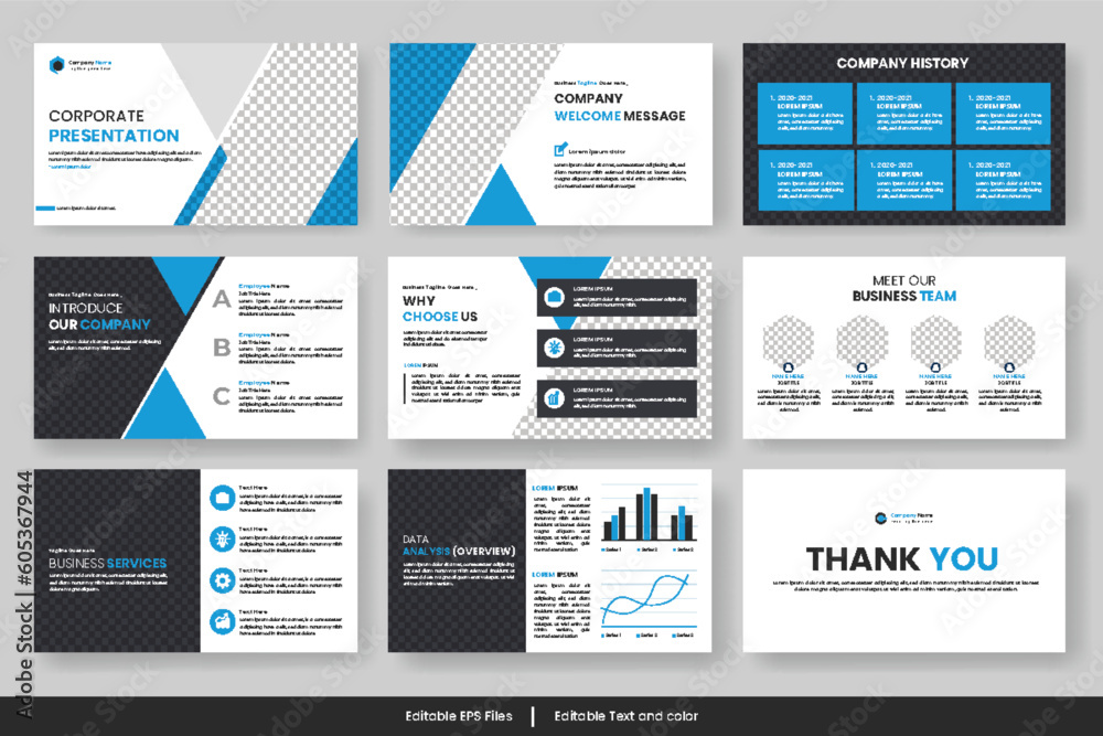 Creative business presentation slides template design. Use for modern ...