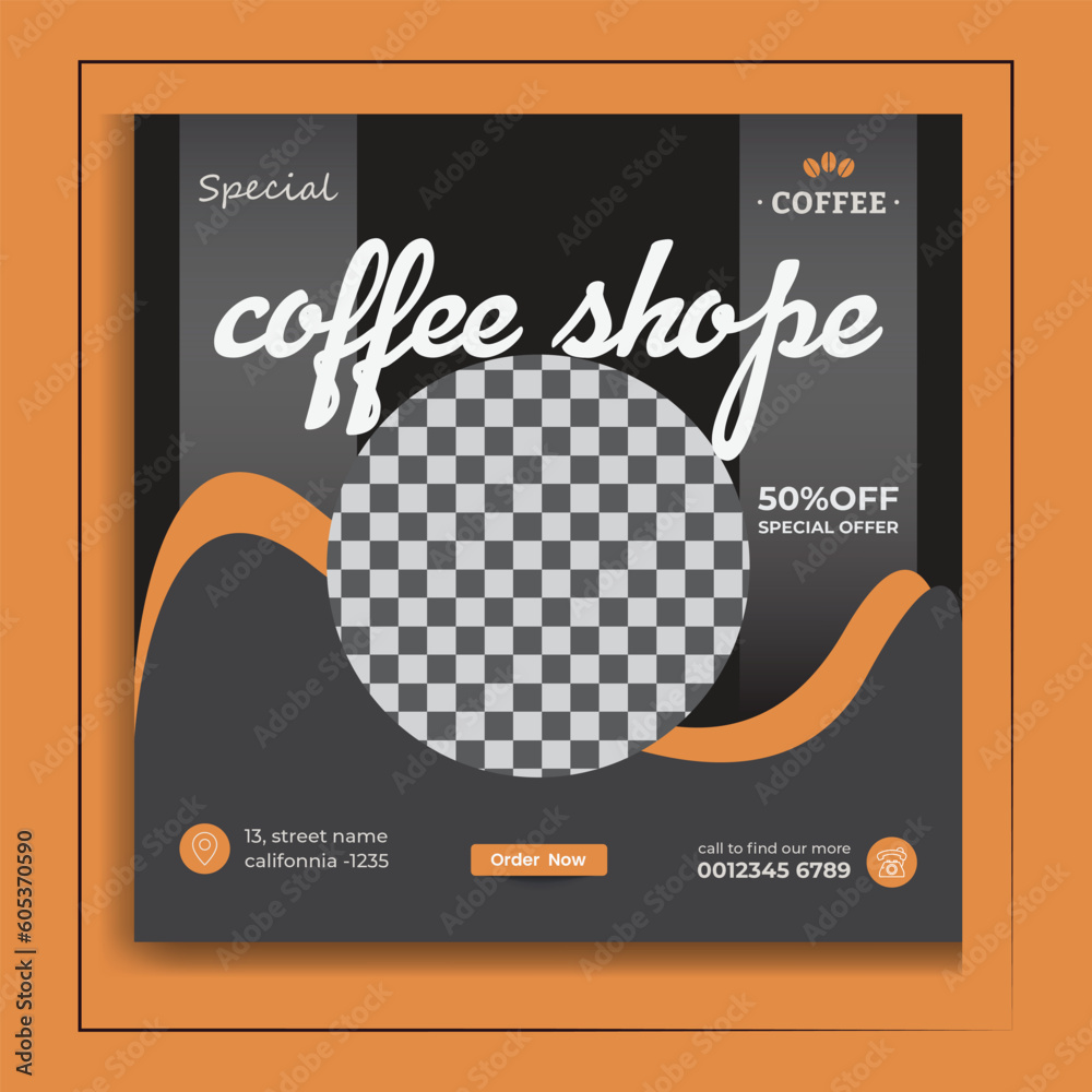 Special coffee drink menu sale promotional social media post banner ...