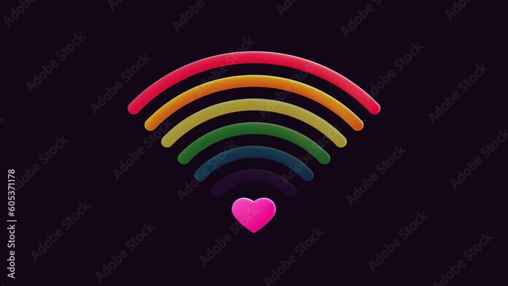 Animated LGBT Rainbow Heart Signal Icon. Floating Heart-Shaped Rainbow ...