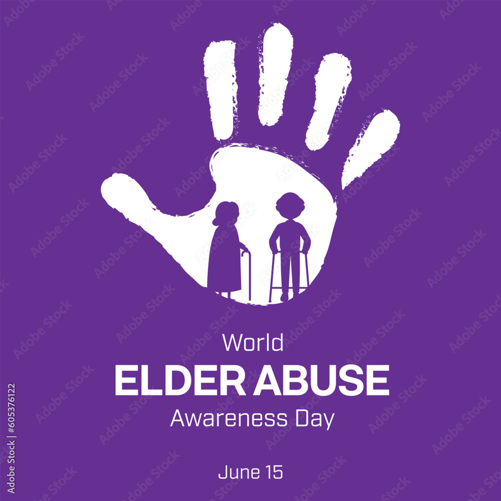 World Elder Abuse Awareness Day design with silhouette of elders with ...