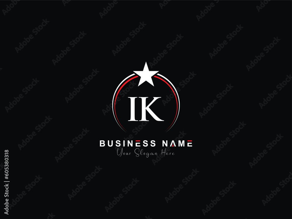 Minimalist Ik star and circle logo, luxury ik ki logo letter design for ...