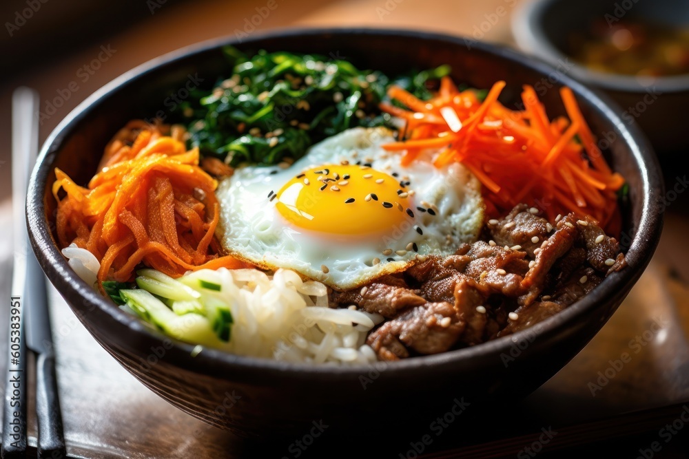 Bibimbap sometimes romanized as bi bim bap Food photography Stock Photo ...