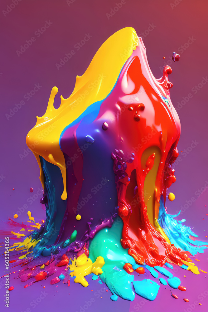 Melting colors, abstract color splash background. 3d rendering ...