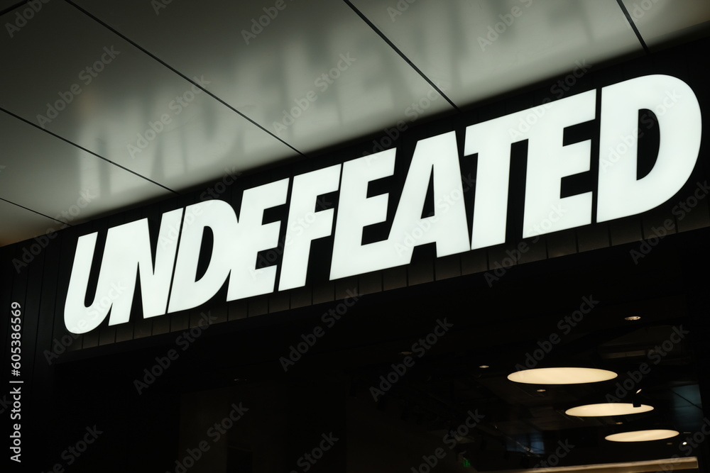 Shanghai,China-Jan.1st 2023: close up Undefeated store brand logo ...