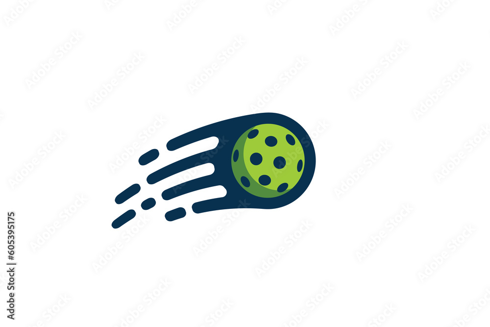 simple pickleball logo with a combination of moving ball and swoosh for ...