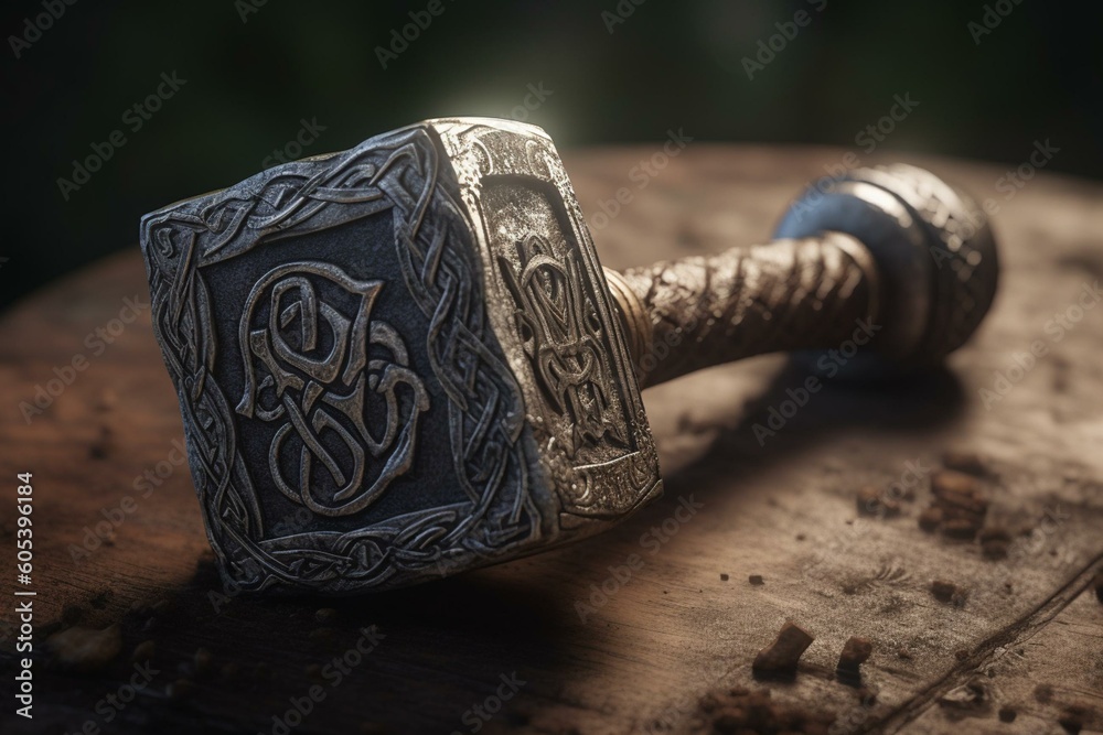 Norse myth hammer Mjolnir of Thor. Generative AI Stock Illustration ...