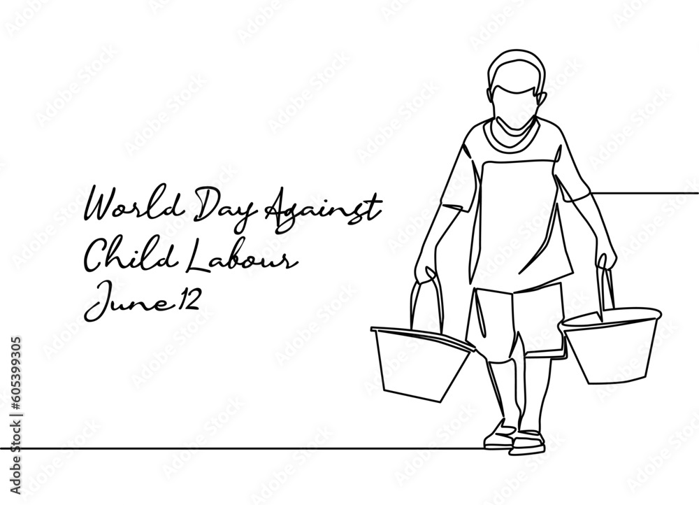 line art of world day against child labour good for world day against ...