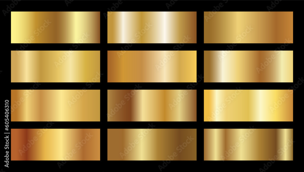 Set of gold foil texture background. Golden, copper, brass and metal ...