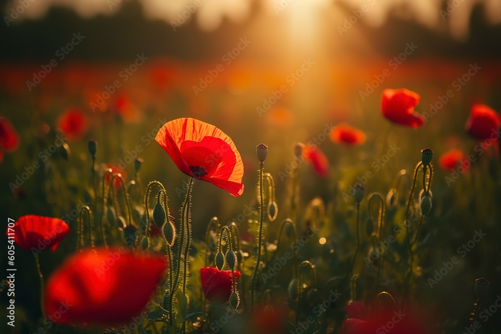 Anzac Day memorial poppies. Field of red poppy flowers to honour fallen ...
